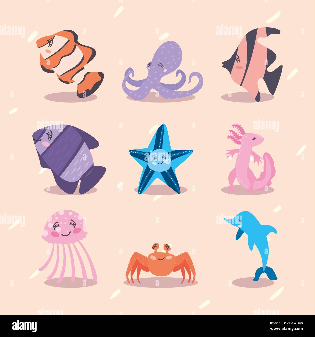 set of nine underwater fishes Stock Vector Image & Art - Alamy