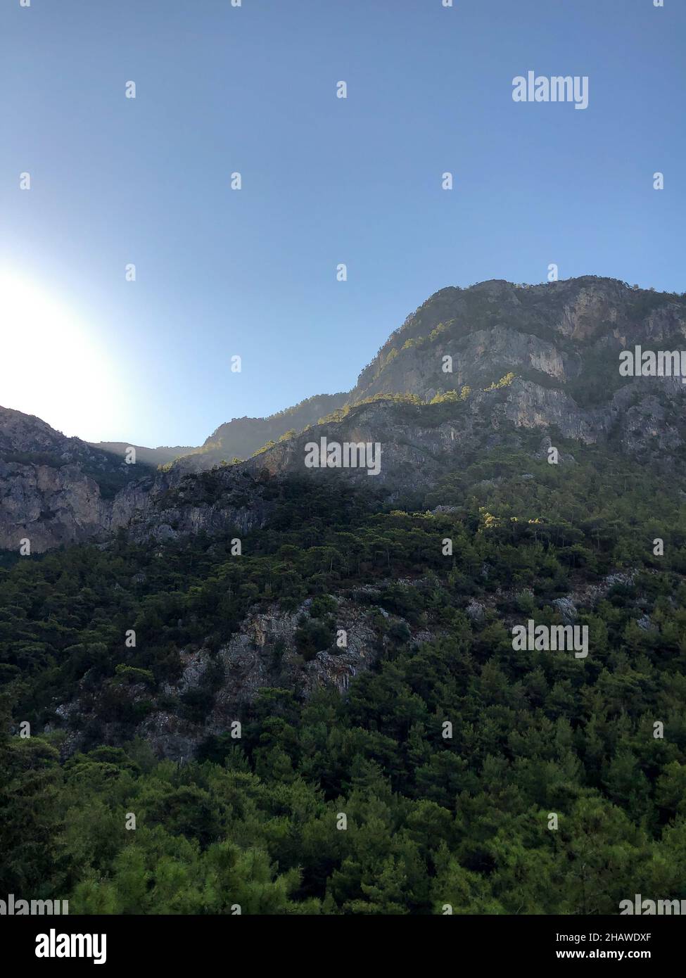 View of mountain in the forest in Kabak valley Mugla Turkey Stock Photo ...