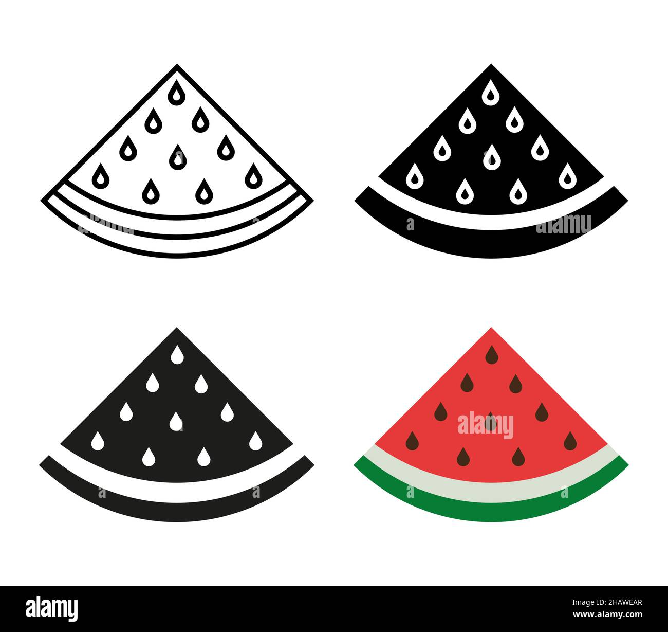Slice of Watermelon signs set, flat design vector Stock Vector Image ...