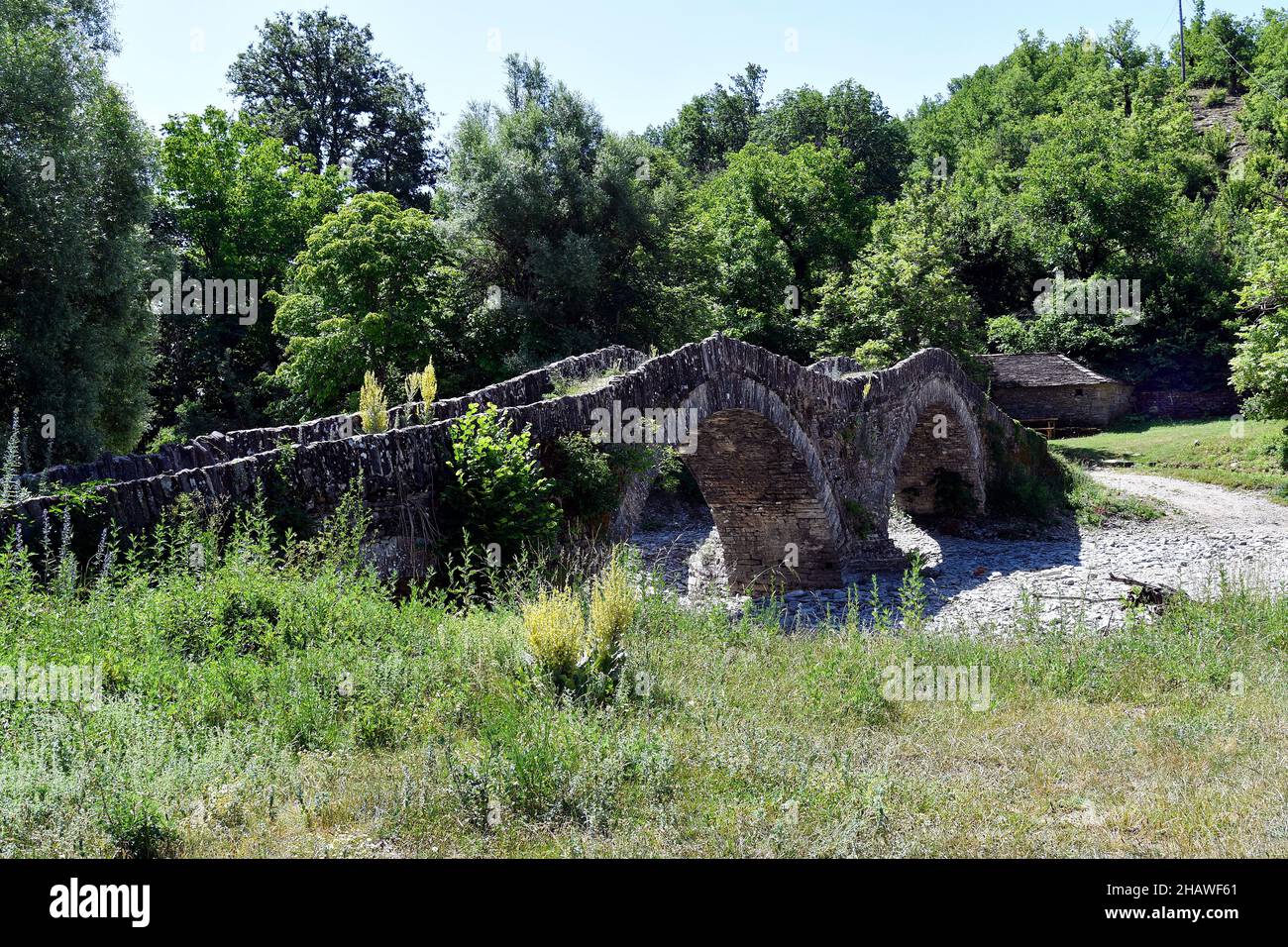 Greece, Epirus, medieval Milos stone bridge with water mill Stock Photo ...
