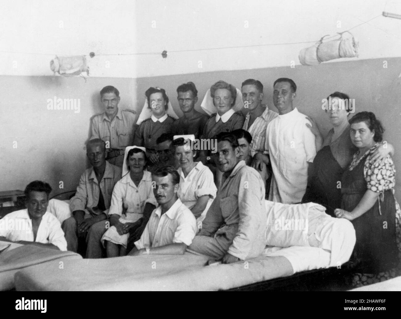 August 1944. Nurses with British Army patients, at 71 General Hospital ...