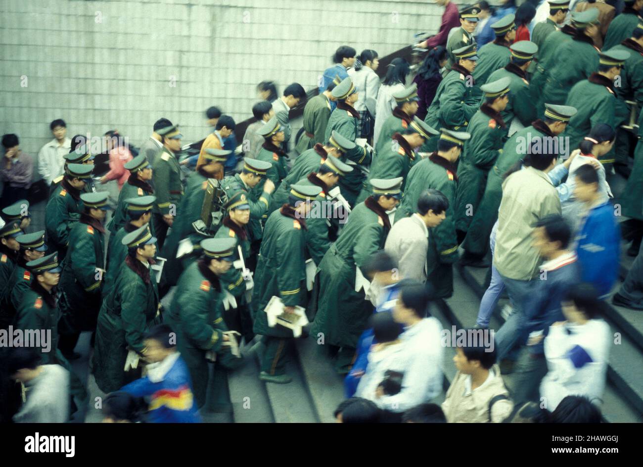Soldiers of the chinese army in the city of Beijing in China. China ...