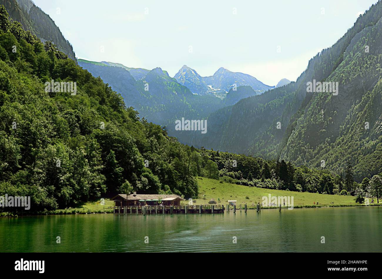 Germany, Koenigssee, a preferred tourist destination in Bavaria, view ...