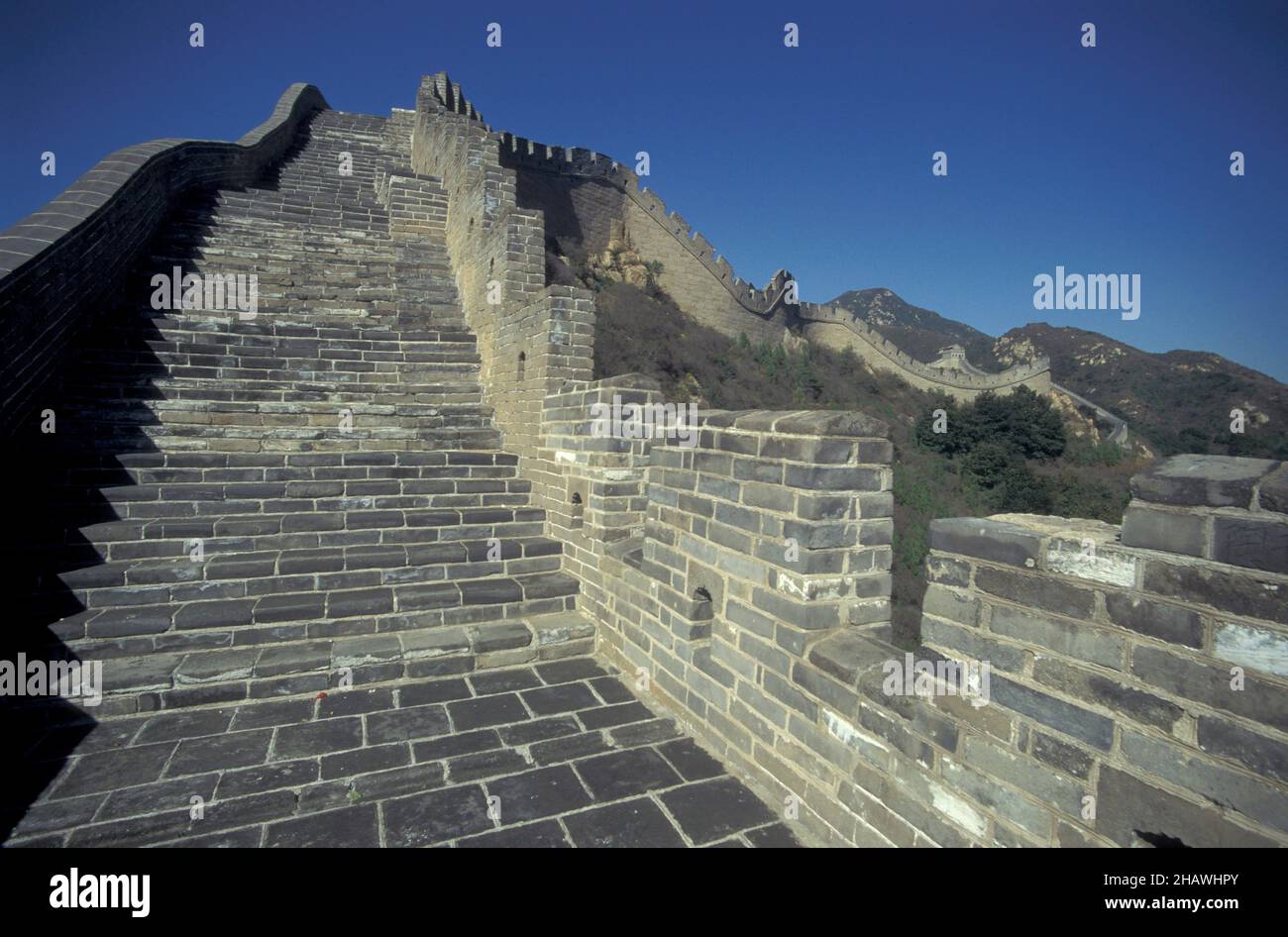the Great Wall of China in the Landscape north of the City of Beijing ...