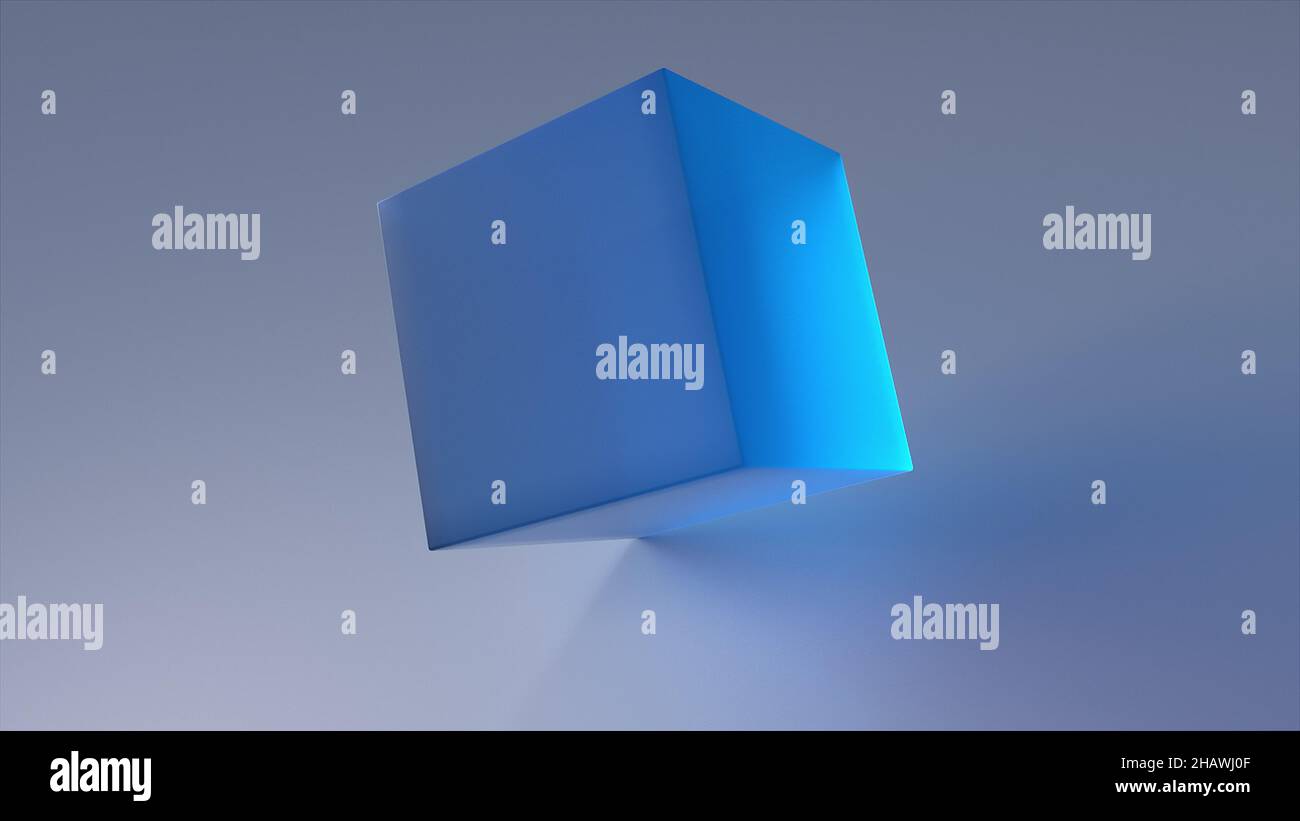 Square crystal with 3d render gradient and sharp edges standing on ...