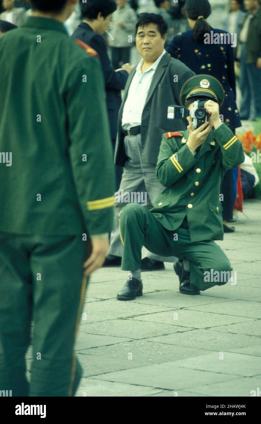 Soldiers of the chinese army in the city of Beijing in China. China ...