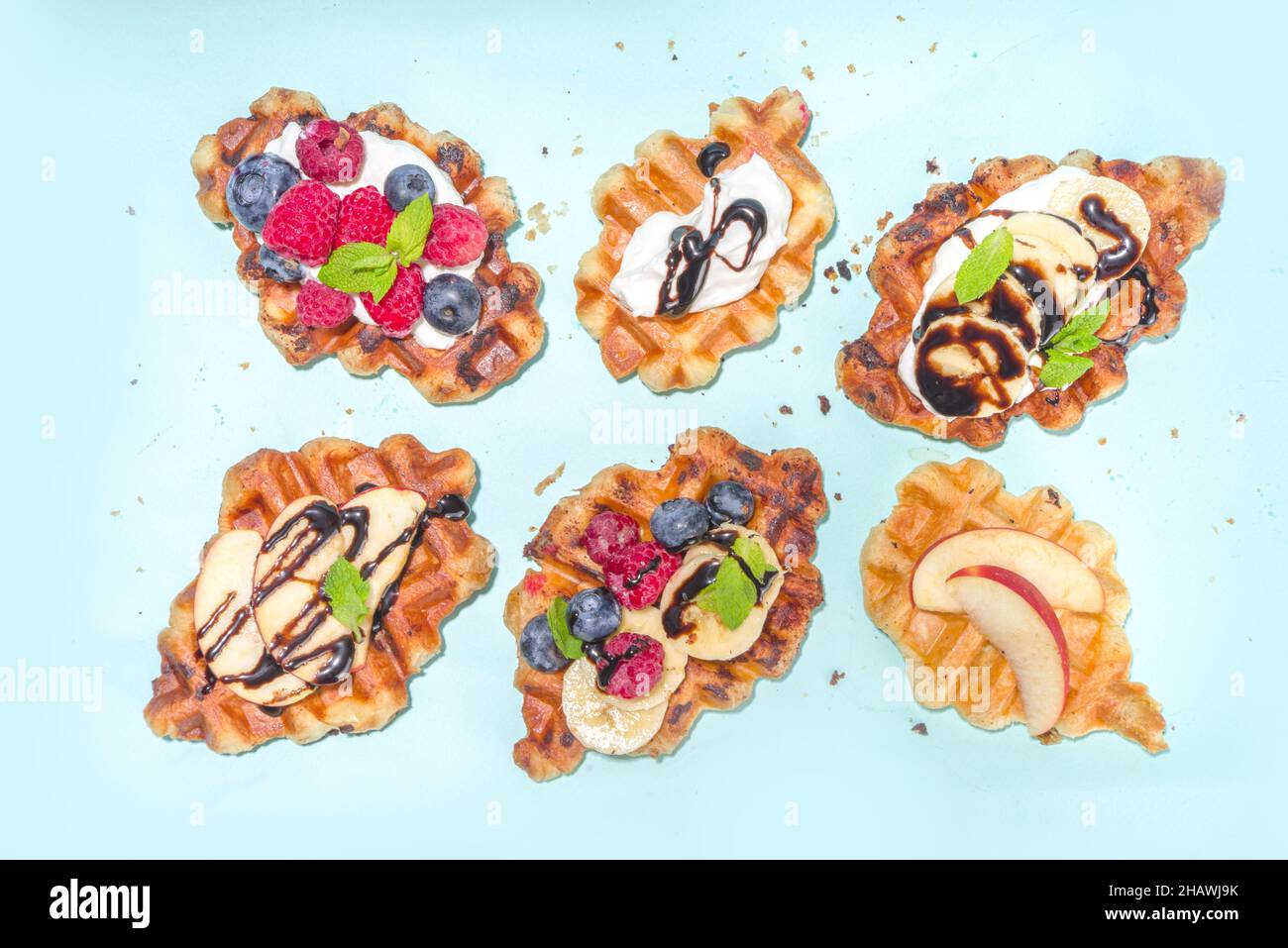 Modern dessert croffle - mixture of croissants and waffles, puff baking ...