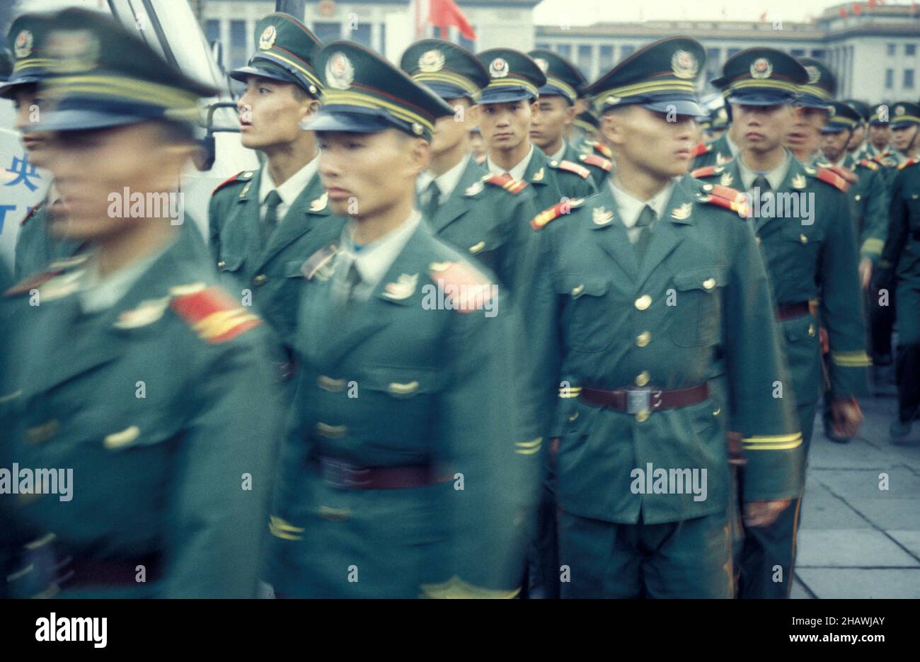 Soldiers of the chinese army in the city of Beijing in China. China ...