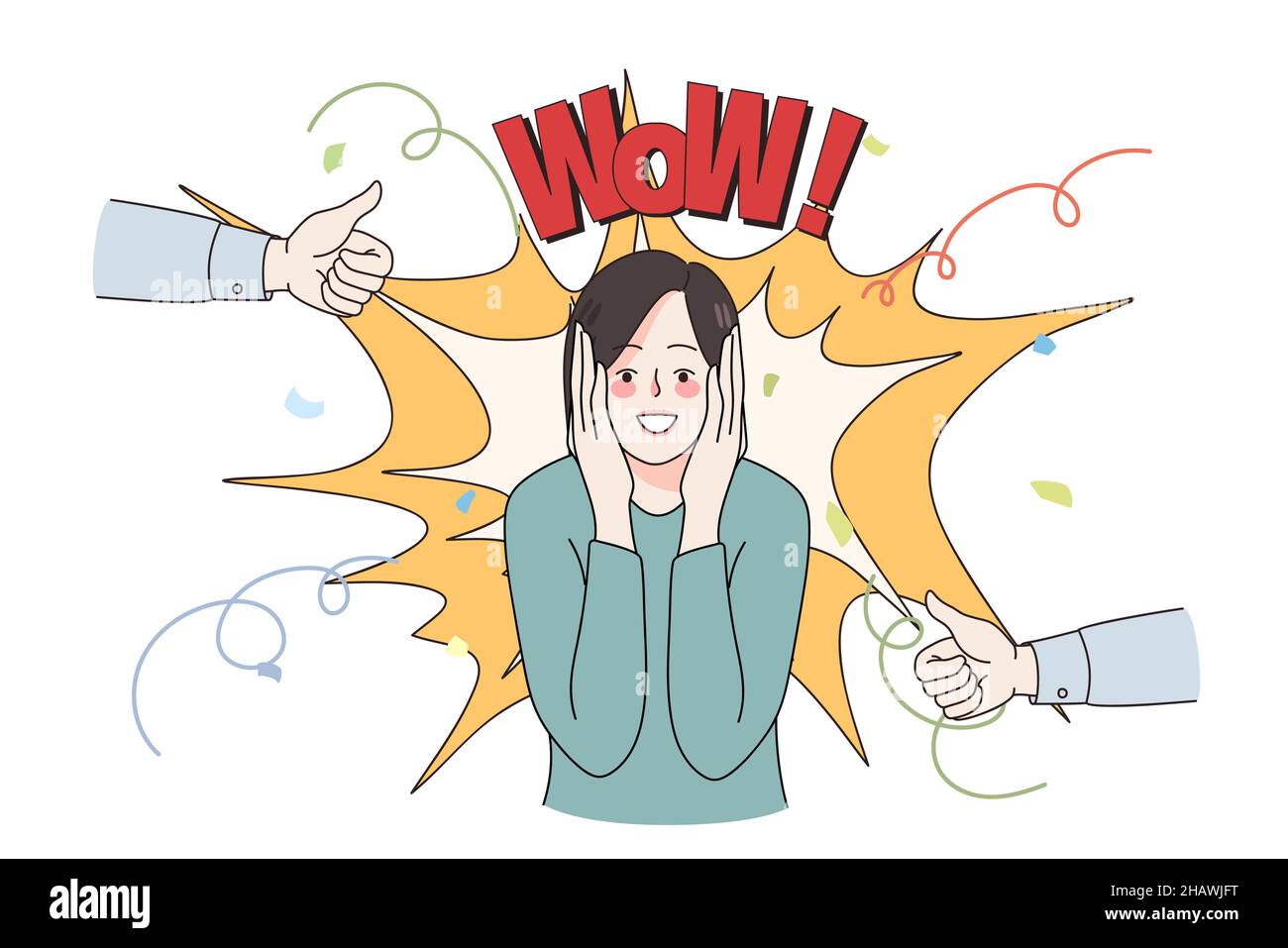 Excited young woman feel euphoric celebrate lottery win or victory ...