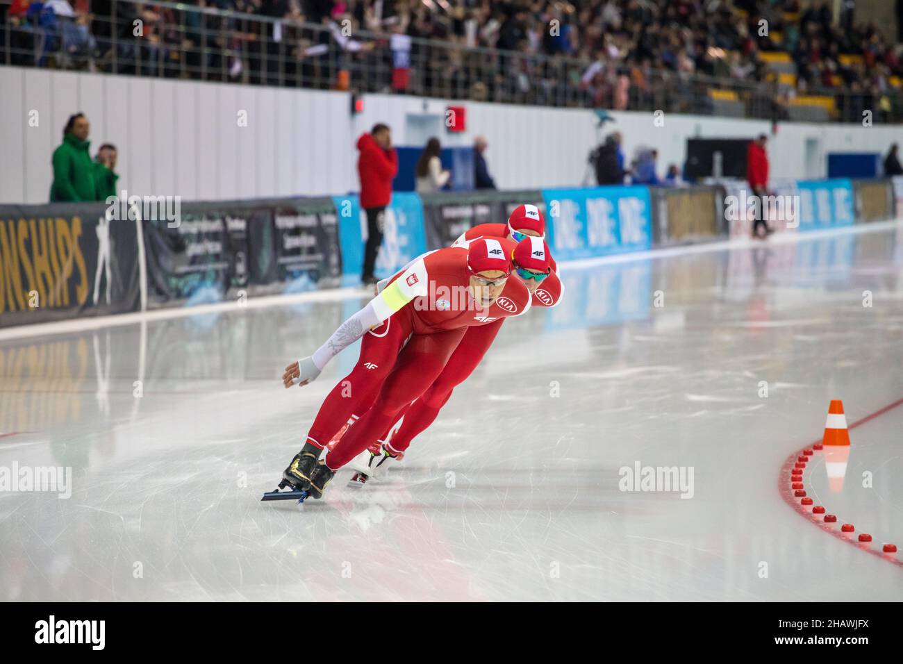 ISU European Speed Skating Championships. Athlete on ice. Classic speed ...