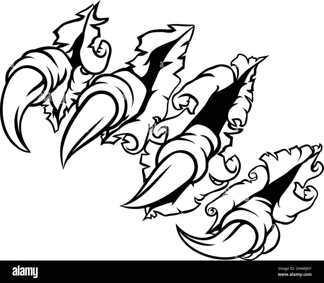 Monster claw hand ripping tear Black and White Stock Photos & Images ...