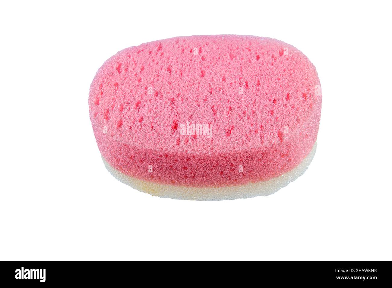 Pink bath sponge isolated on a white background. Body foam and massage ...