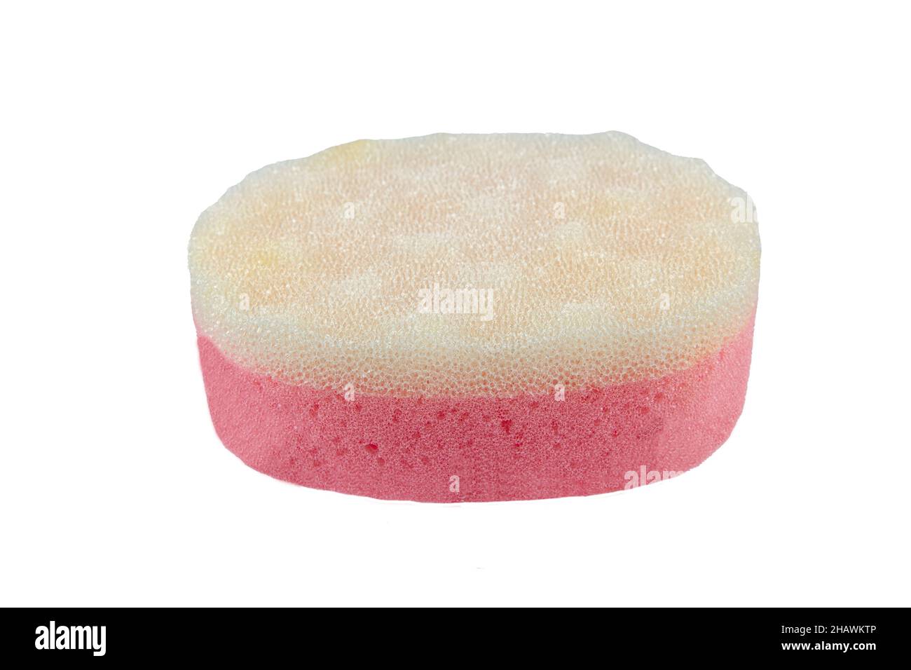 Pink bath sponge isolated on a white background. Body foam and massage ...