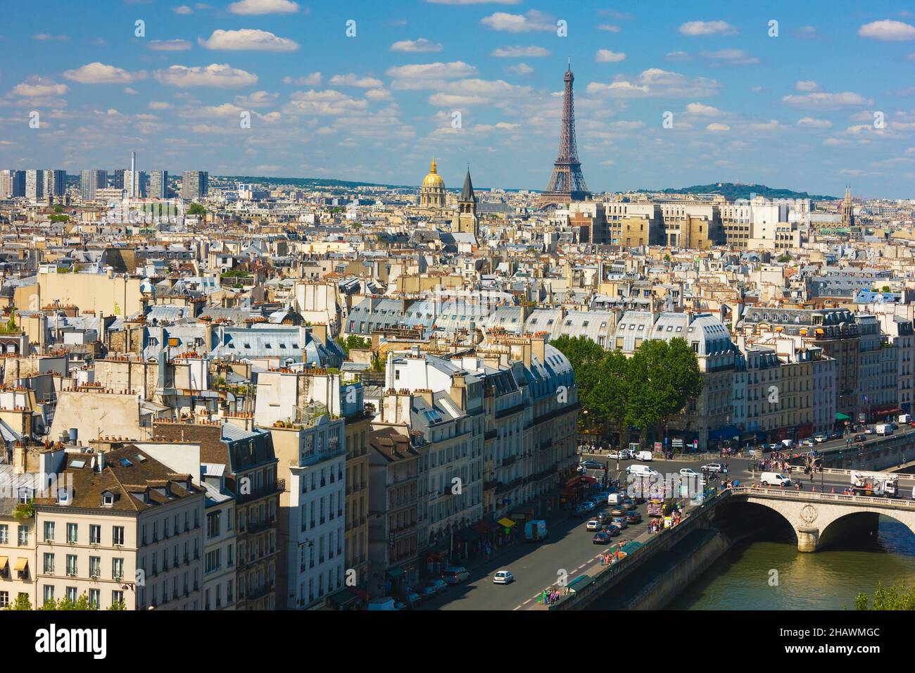 Elevated view of Paris with the Eiffel Tower, Paris, France Stock Photo ...