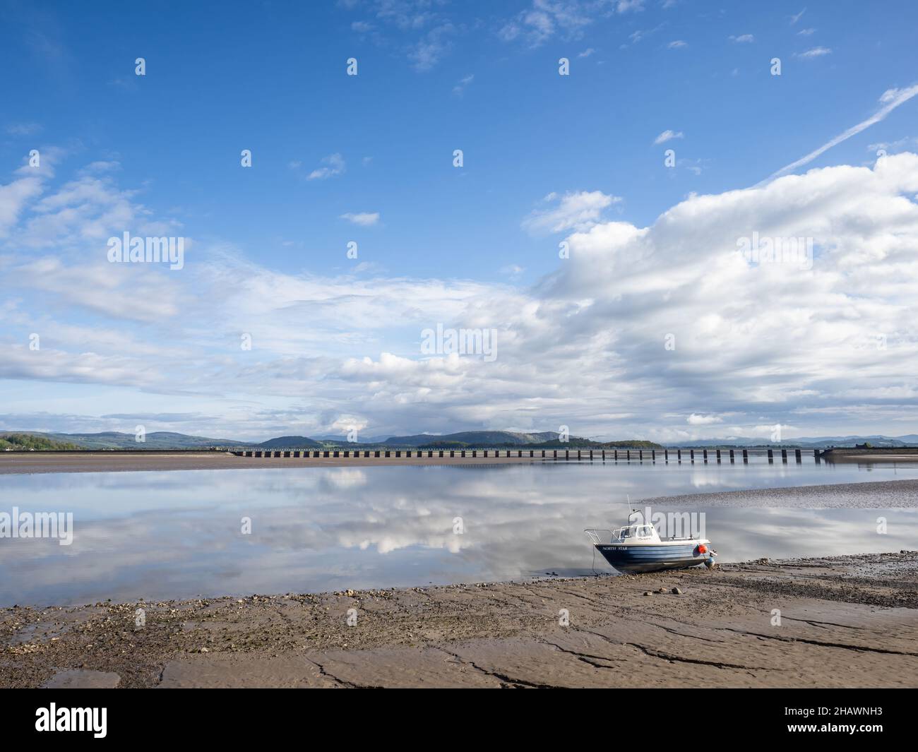 View of the Arnside Viaduct spanning Morecambe Bay, seen from Arnside ...