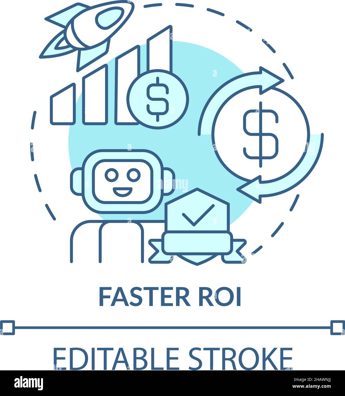 Faster ROI blue concept icon Stock Vector Image & Art - Alamy