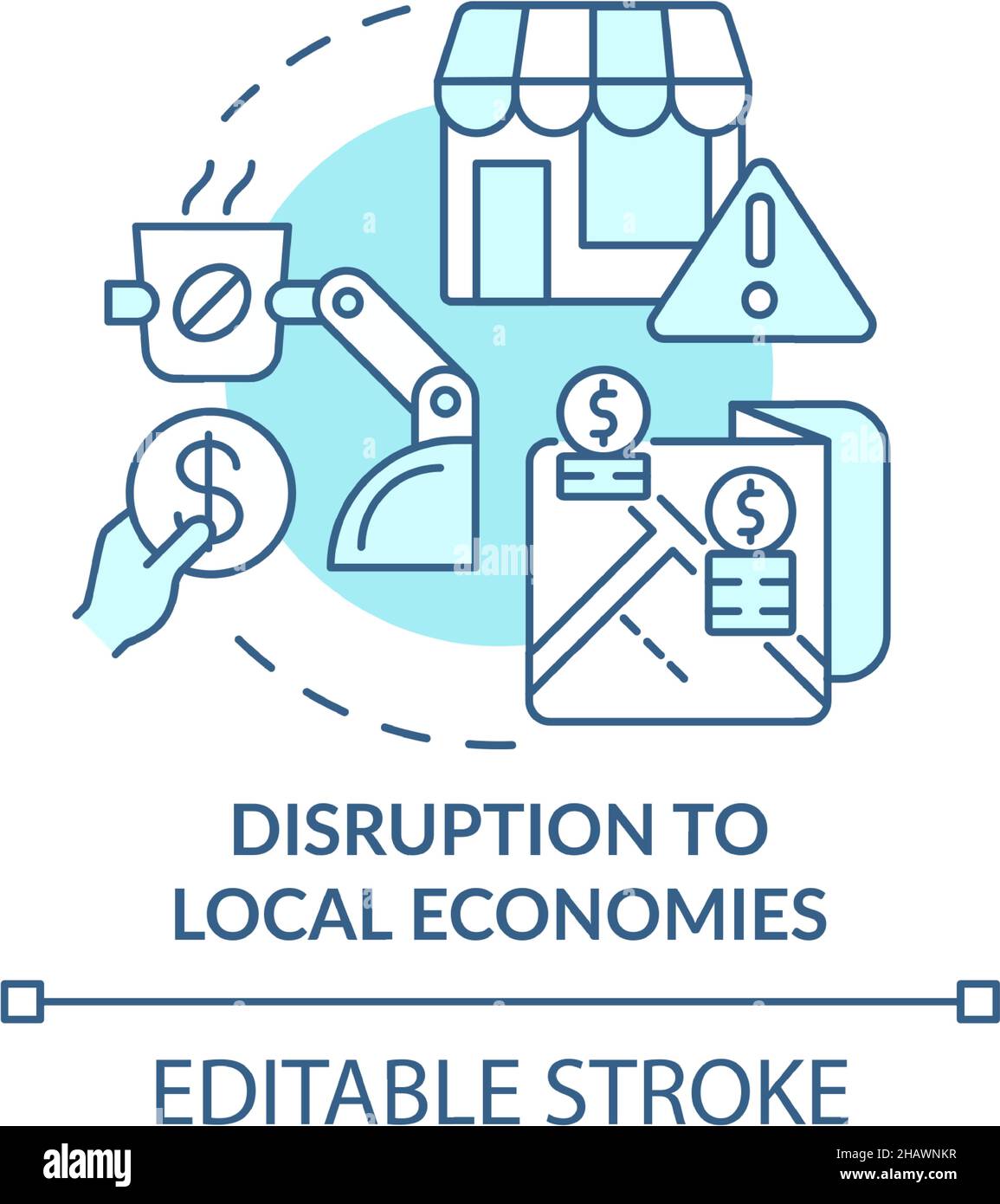 Disruption to local economies blue concept icon Stock Vector Image ...