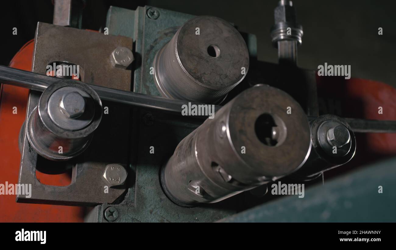 Forge workshop on table. Smithy manual production. Worker bends the ...