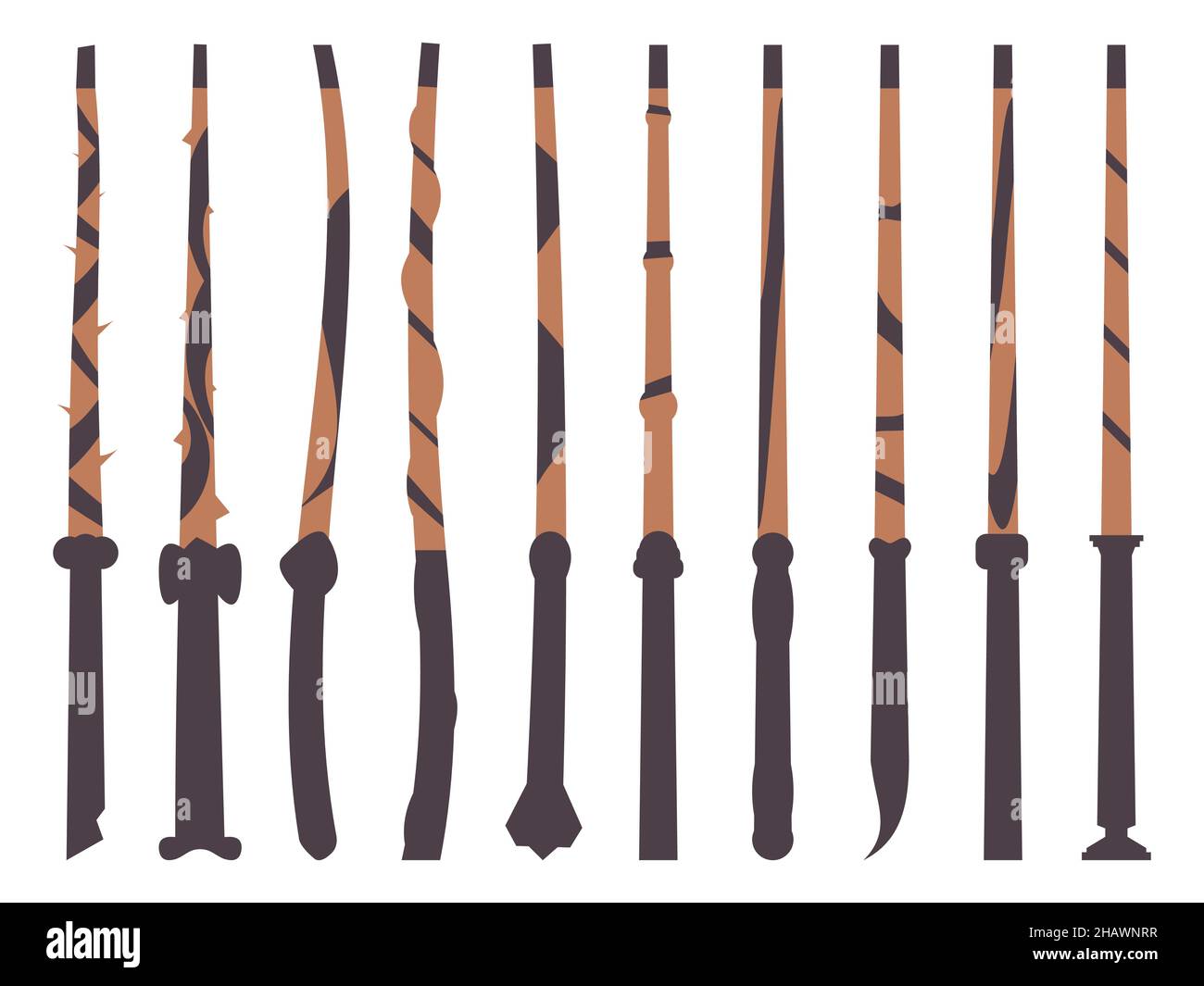 Magic wands icon set isolated on white background. Different types of ...
