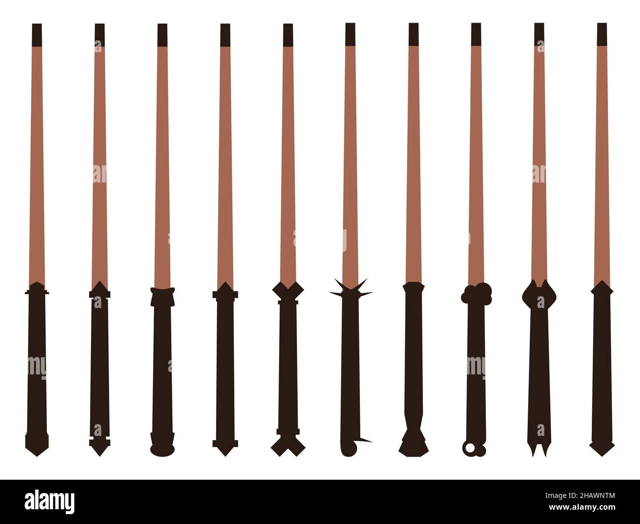 Magic wands icon set isolated on white background. Different types of ...