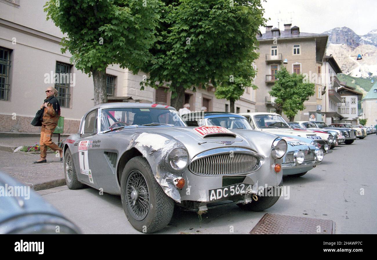 Sir Stirling Moss driving an Austin Healey 3000 on the 1991 Pirelli ...