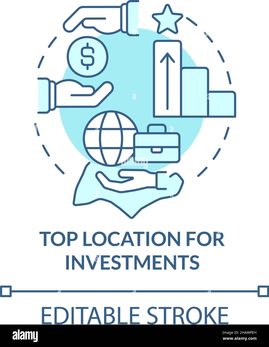 Top location for investments turquoise concept icon Stock Vector Image ...