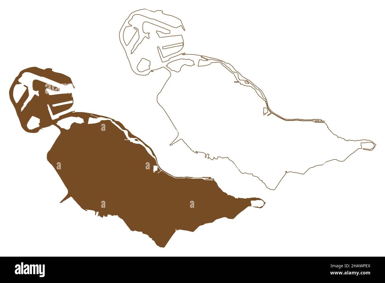Voorne-Putten island (Kingdom of Netherlands, Holland) map vector ...