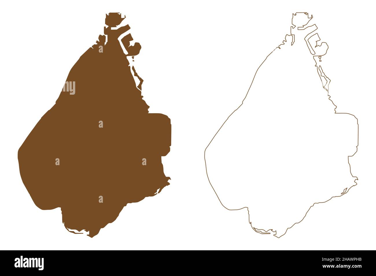 Amager island (Kingdom of Denmark) map vector illustration, scribble ...