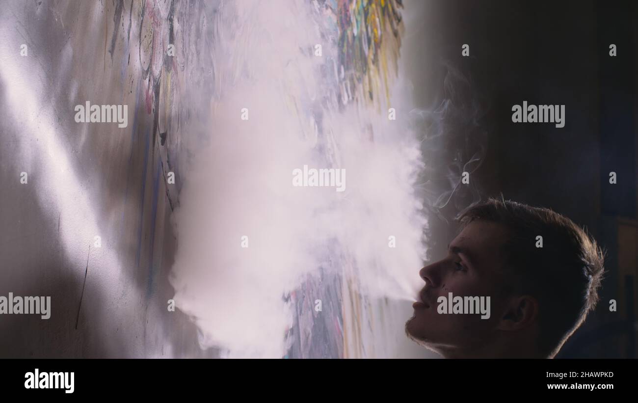 Artist designer draws an eagle on the wall. Craftsman decorator paints ...