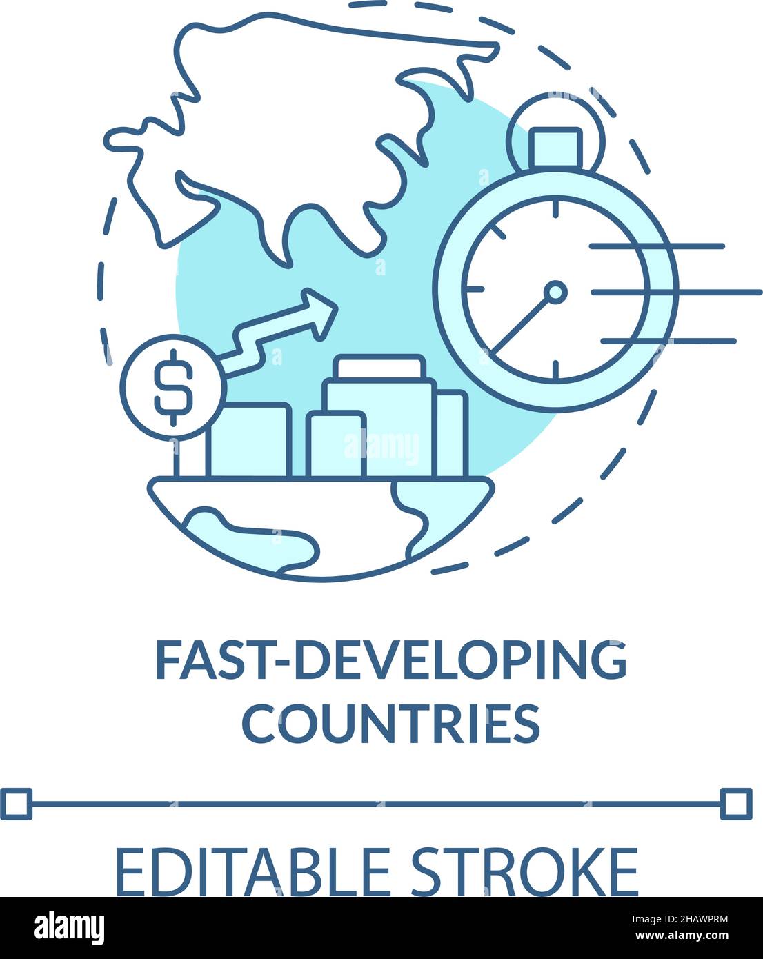 Fast-developing countries turquoise concept icon Stock Vector Image ...