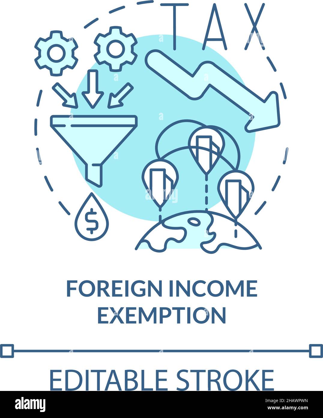 Foreign income exemption turquoise concept icon Stock Vector Image ...