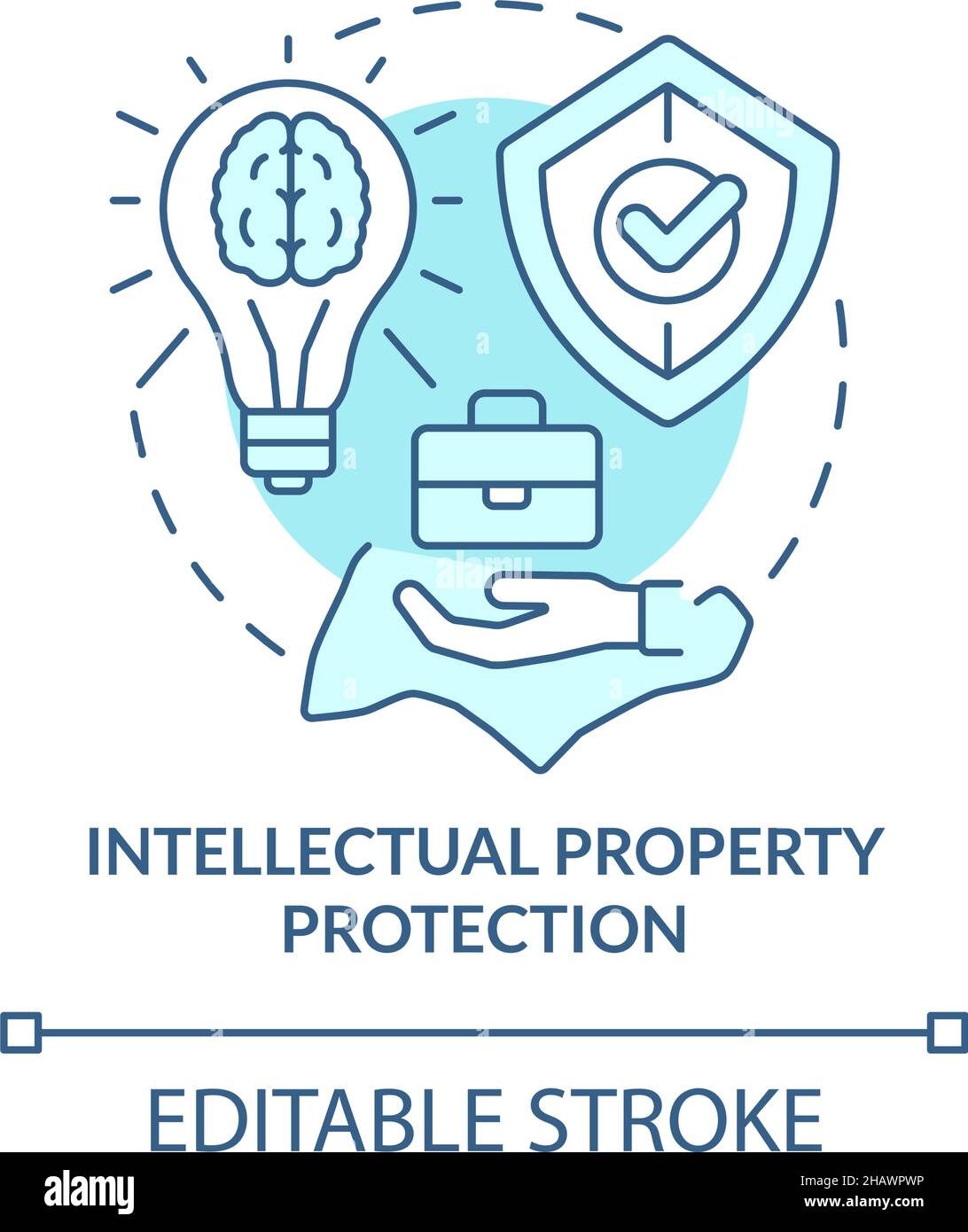 Intellectual property protection turquoise concept icon Stock Vector ...