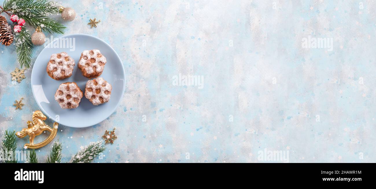 Christmas banner background, festive baked goods and Christmas ...
