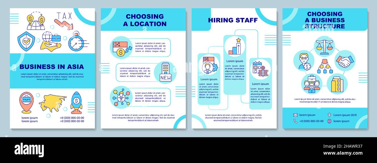 Business in Asia turquoise brochure template Stock Vector Image & Art ...