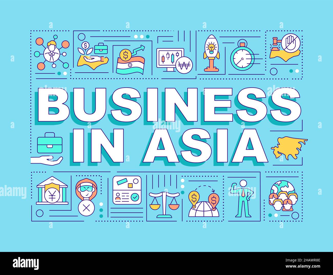 Business in Asia word concepts turquoise banner Stock Vector Image & Art - Alamy
