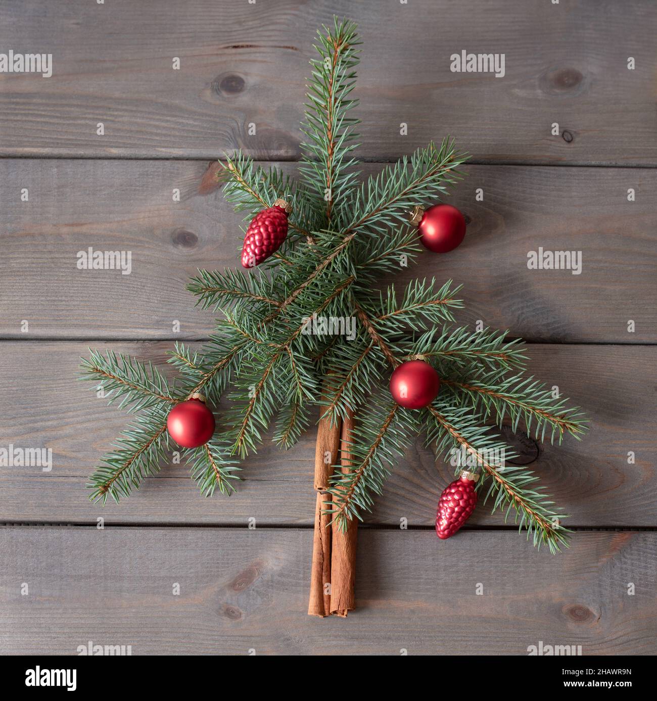 Christmas tree concept. Creative winter layout made with evergreen tree ...