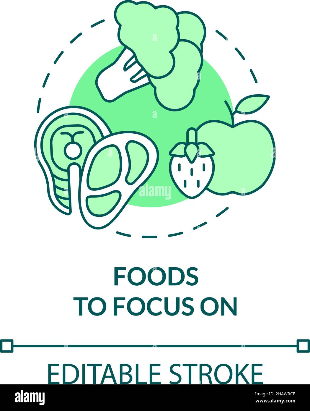 Foods to focus on green concept icon Stock Vector Image & Art - Alamy