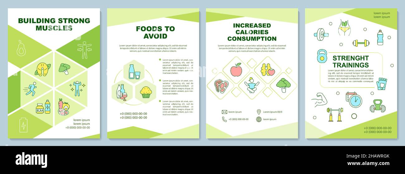 Building strong muscles tips green brochure template Stock Vector Image ...