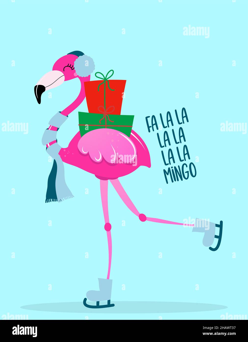 Fa la la la flamingo - Calligraphy phrase for Christmas with cute ...