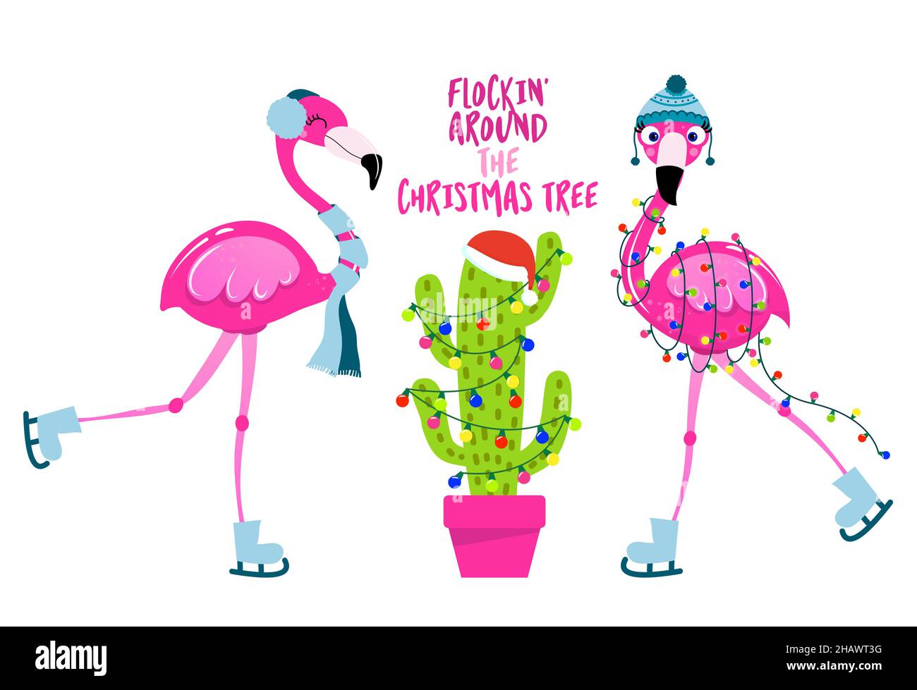 Flocking (rocking) around the Christmas Tree - Calligraphy phrase with ...