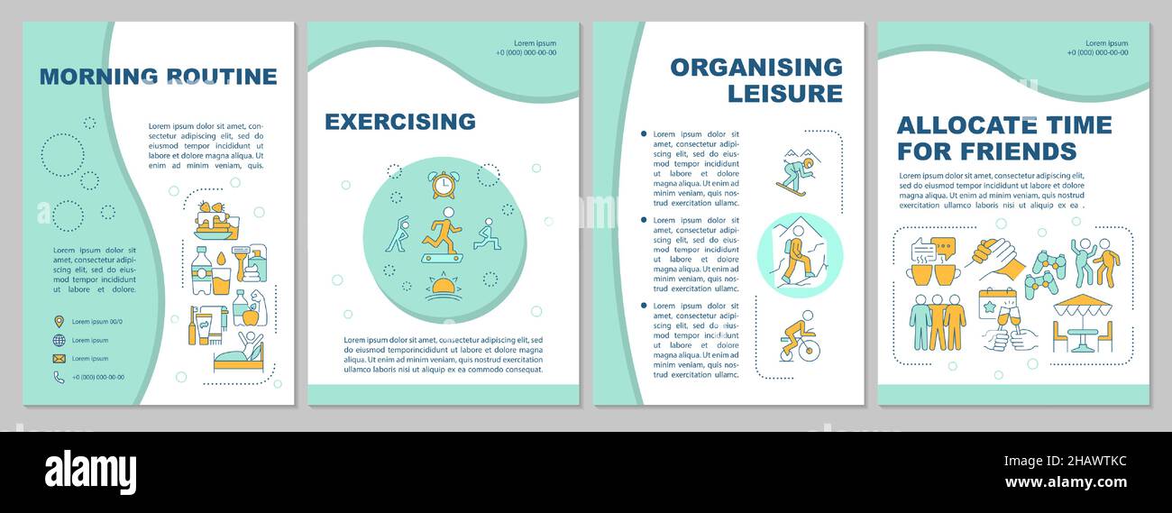 Morning routine mint brochure template Stock Vector Image & Art - Alamy