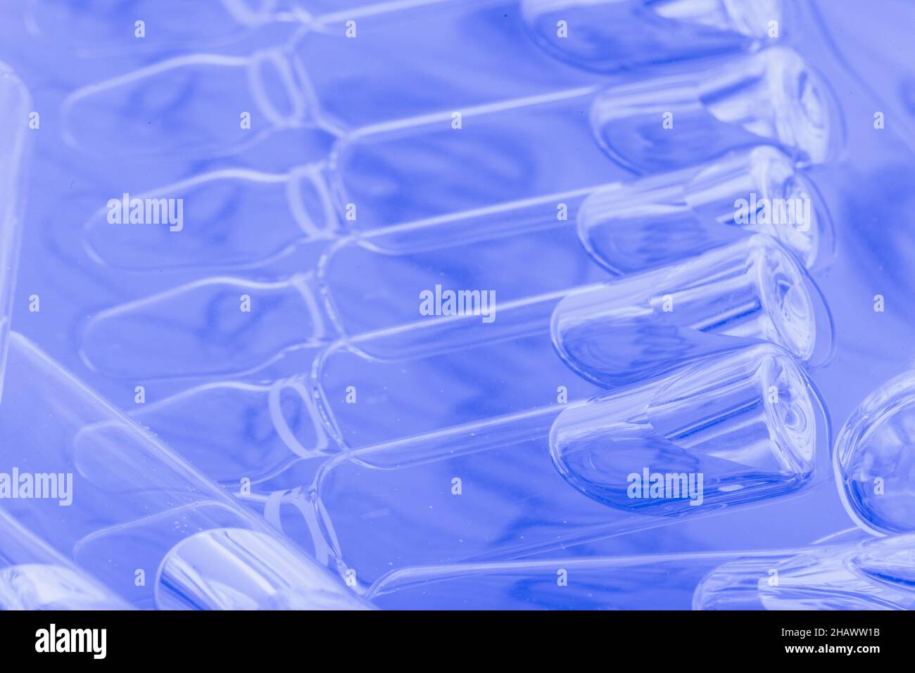 Glass medical ampoule vial for injection. Medicine is liquid sodium ...