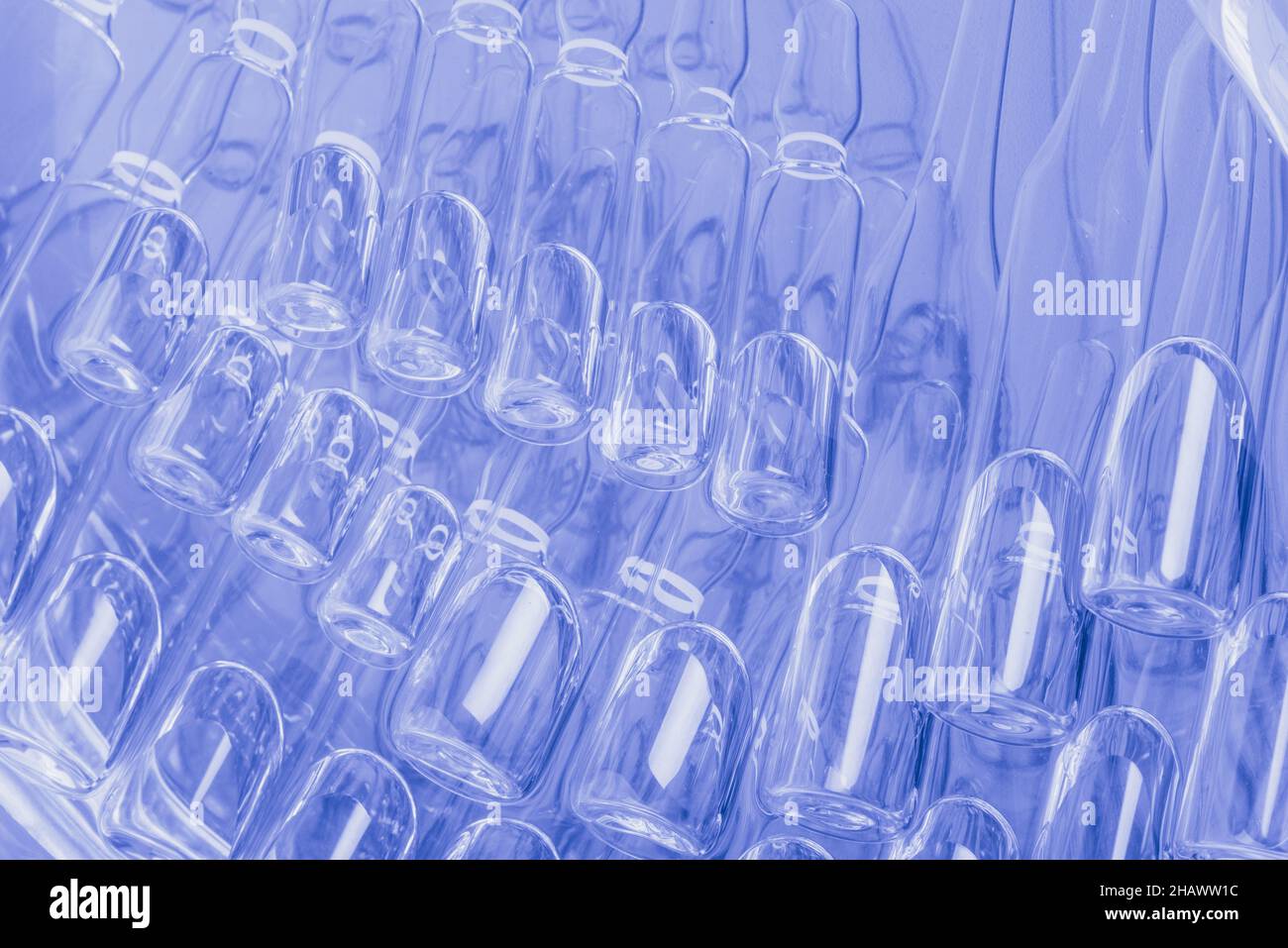 Glass medical ampoule vial for injection. Medicine is liquid sodium ...