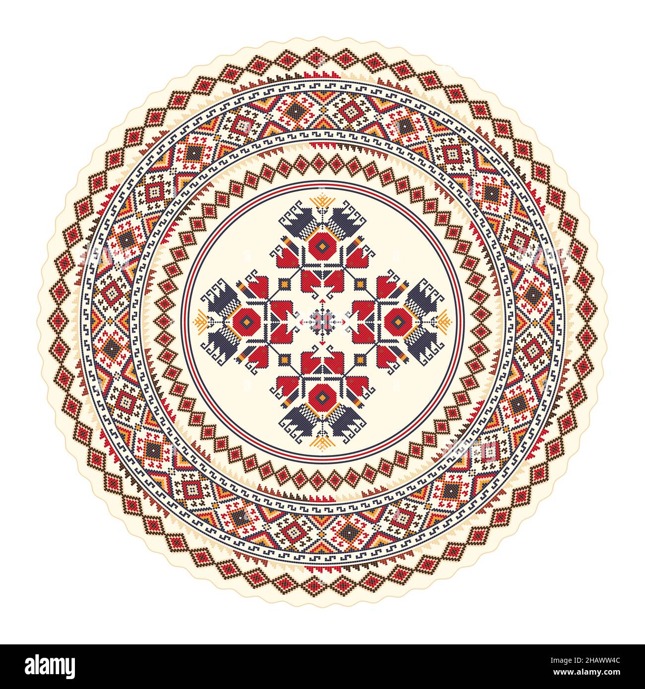 Traditional Bulgarian embroidery design element over white background ...