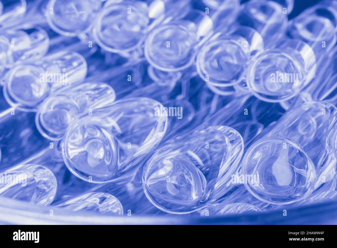 Glass medical ampoule vial for injection. Medicine is liquid sodium ...