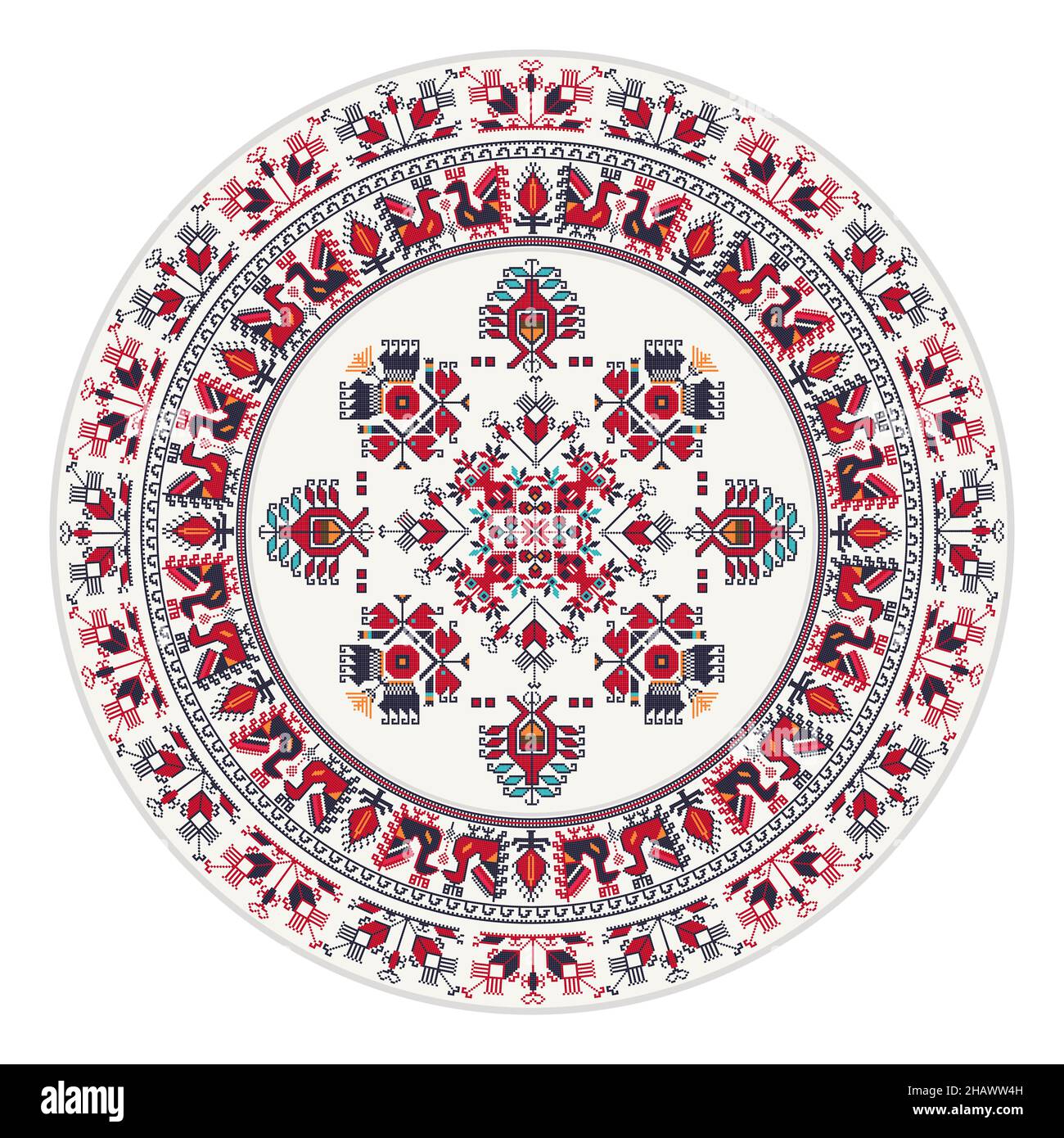Traditional Bulgarian embroidery design element over white background ...