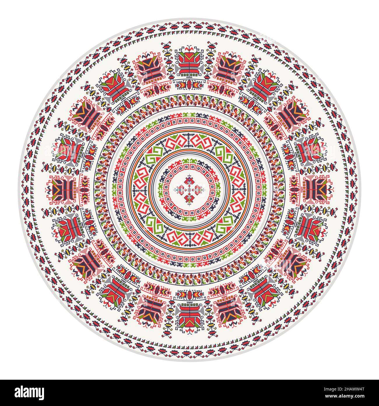 Traditional Bulgarian embroidery design element over white background ...