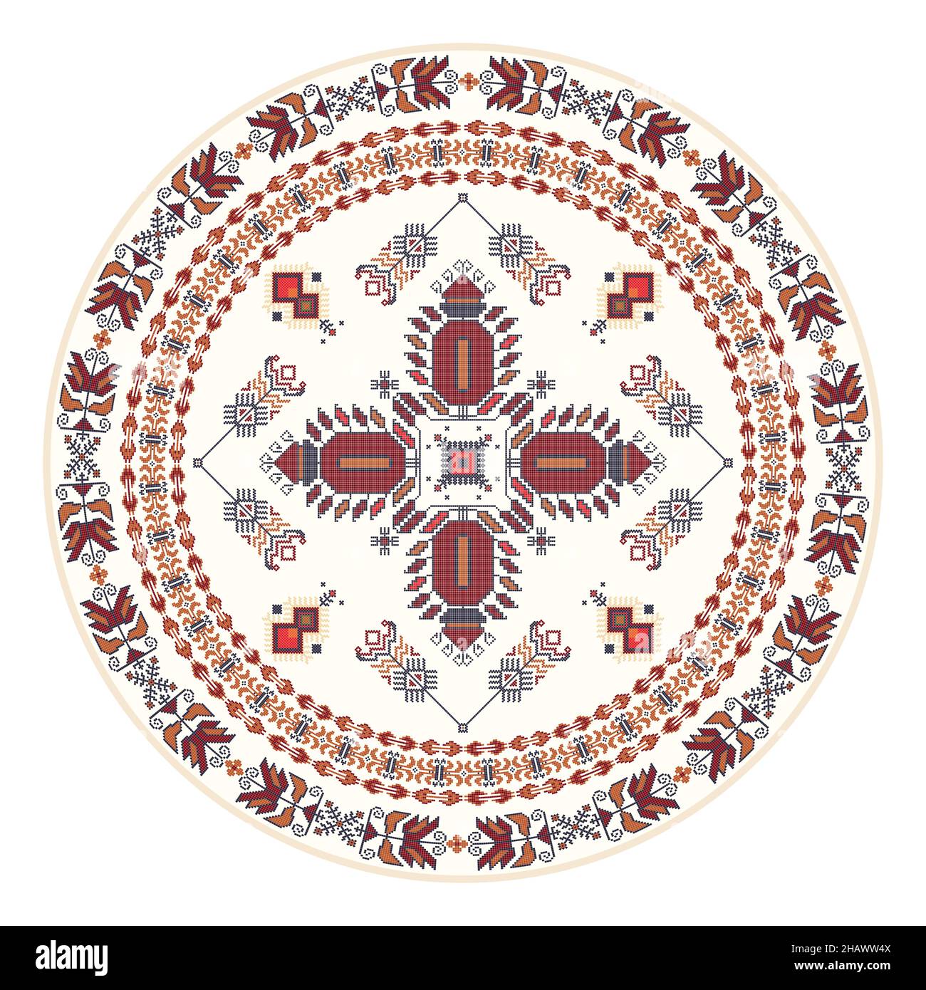 Traditional Bulgarian embroidery design element over white background ...
