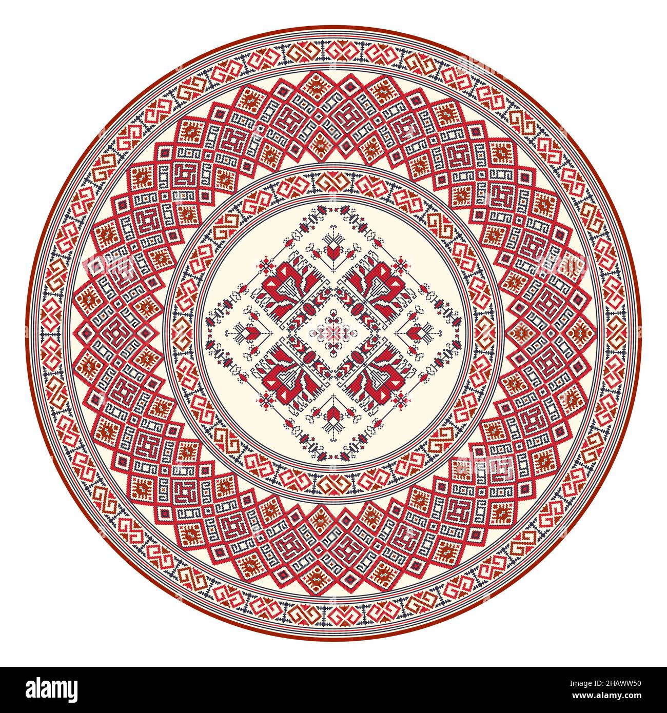 Traditional Bulgarian embroidery design element over white background ...