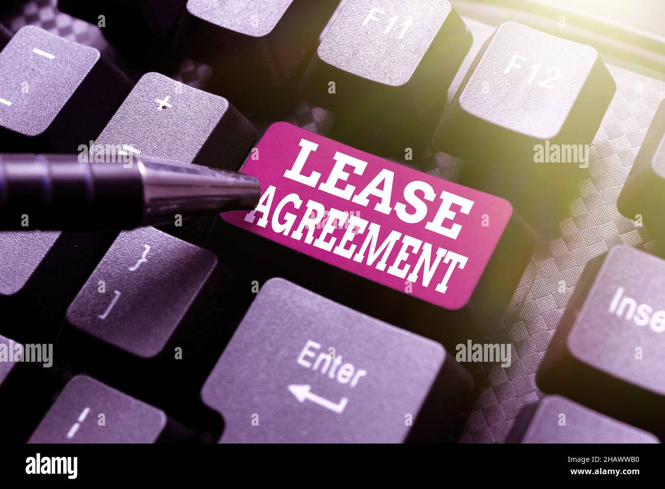 Conceptual caption Lease Agreement. Business showcase Contract on the ...